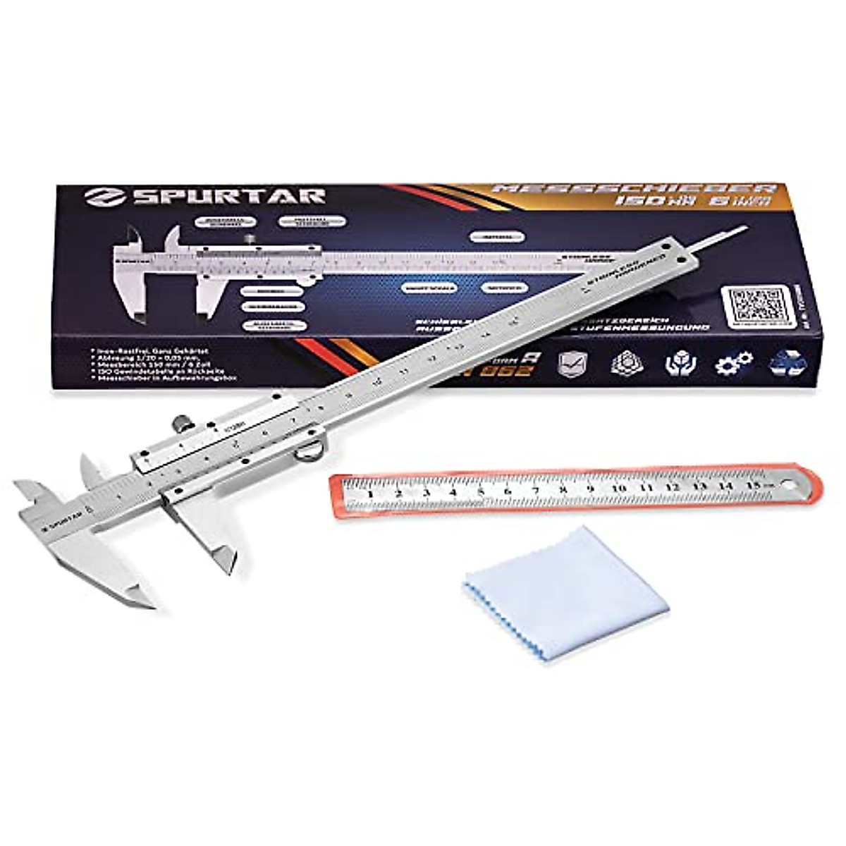 Spurtar Stainless Steel Vernier Caliper 6 inch / 150mm Caliper Measuring Tool 1/128in 0.05mm High Precision Manual Caliper Pie de Rey - Calipers Non Digital