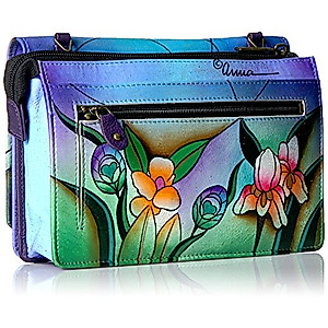 Anna by Anuschka Women’s Hand-Painted Genuine Leather Organizer Wallet On a String - Midnight Peacock