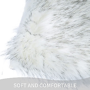 OKAYDA Fluffy Faux Sheepskin Fur Chair Pad Shaggy Seat Cushion Soft Stool Cover Perfect for Sofa Home Decor (Grey tip Square)