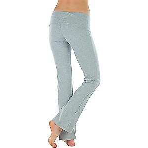 ToBeInStyle Women's Flared Bottom Full Length Leggings - Light Heather Grey - Large