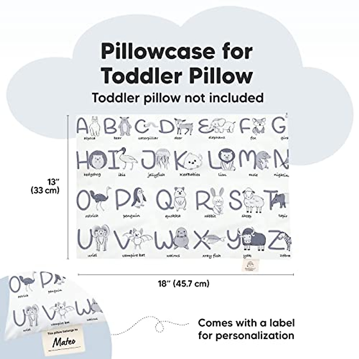 KeaBabies Toddler Pillow with Pillowcase and Toddler Pillowcase for 13X18 Pillow - 13X18 Soft Organic Cotton Toddler Pillows for Sleeping - Organic Toddler Pillow Case for Boy, Kids
