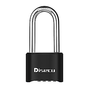 disecu 4 Digit Heavy Duty Combination Lock 2.5 Inch Long Shackle Outdoor Waterproof Padlock for School Gym Locker, Sports Locker, Hasp Storage, Fence, Gate, Case, Toolbox, Bike (Black)