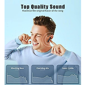 Wireless Earbuds Bluetooth Headphones, Stereo Earphones with 4-Mics Clear Call, 30Hrs Playtime & Wireless Charging, Deep Bass Headset with Dual LED Display Touch Control for iPhone/Android Matte Black