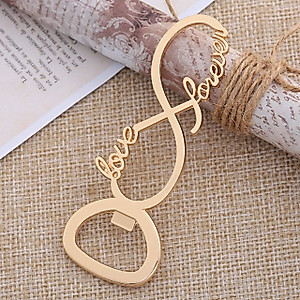 Yuokwer 40 PCS Gold Love Forever Beer Bottle Opener for Wedding Party Favor with Tag and Exquisite Packaging,Wedding Souvenir for Guests Party Supplies Gift & Decorations (Infinite Love,Gold 40pcs)