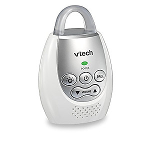 VTech DM221 Audio Baby Monitor with up to 1,000 ft of Range, Vibrating Sound-Alert, Talk Back Intercom & Night Light Loop, White/Silver