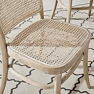 Modway Winona Elm Wood Dining Side Chair with Cane Rattan Seat in Gray