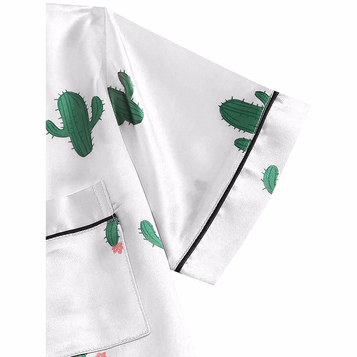 Remidoo Women's Short Sleeve Button Down Satin 2 Piece Pajama Set Sleepwear White Small