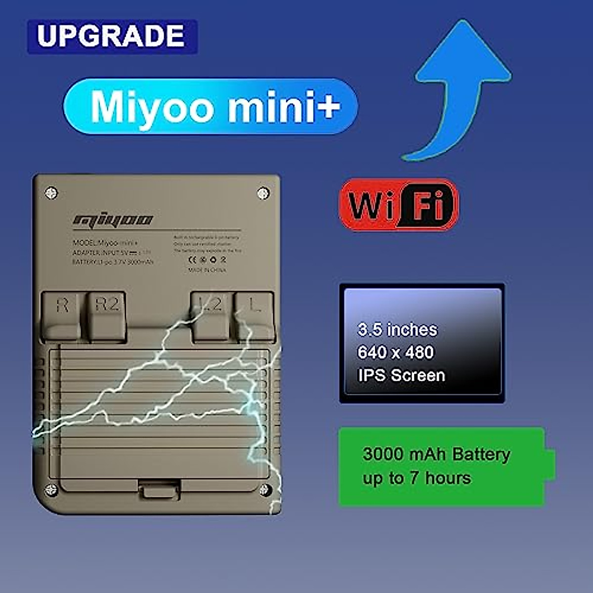 Miyoo Mini Plus Handheld Game Console 3.5 inch Classic System Retro Video Games Consoles Portable Rechargeable Hand Held 64G with Case (Gray)