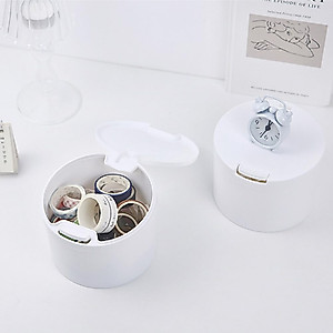 minkissy 3pcs Clamshell Cotton Swab Storage Box ‎PP ‎Cotton Swab Holder Cotton Round Dispenser Cotton Swab Containers for Bathroom Home Storage
