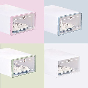 Shoe Storage Boxes 12 Pack Foldable Plastic Transparent Shoe Box Storage Clear Organizer Stackable Shoe Containers with lids Display Sneakers (White)