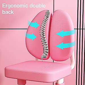 Kids Study Desk and Chair Set, Multi Functional Height Adjustable Children School Study Desk with Astronaut Pattern, Ergonomic Desk Chair with Large Writing Board, Bookshelf and Drawer (Pink)