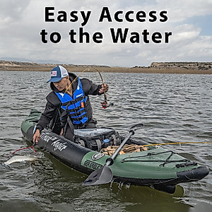 385FTA Fasttrack Angler 1–2-Person Inflatable Green Fishing Kayak-Rigid Keel, Drop Stitch Floor w/Seat(s), Paddle(s), Pump & Bag (385FTA Fasttrack Angler Pro Angler Kayak)