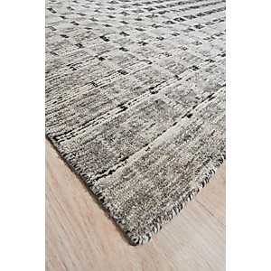 EORC Gray Hand-Knotted Wool Modern Pile Rug Luxurious Area Rug for Adding Contemporary Elegance to Your Living Room, Bedroom, Office, or Home Décor