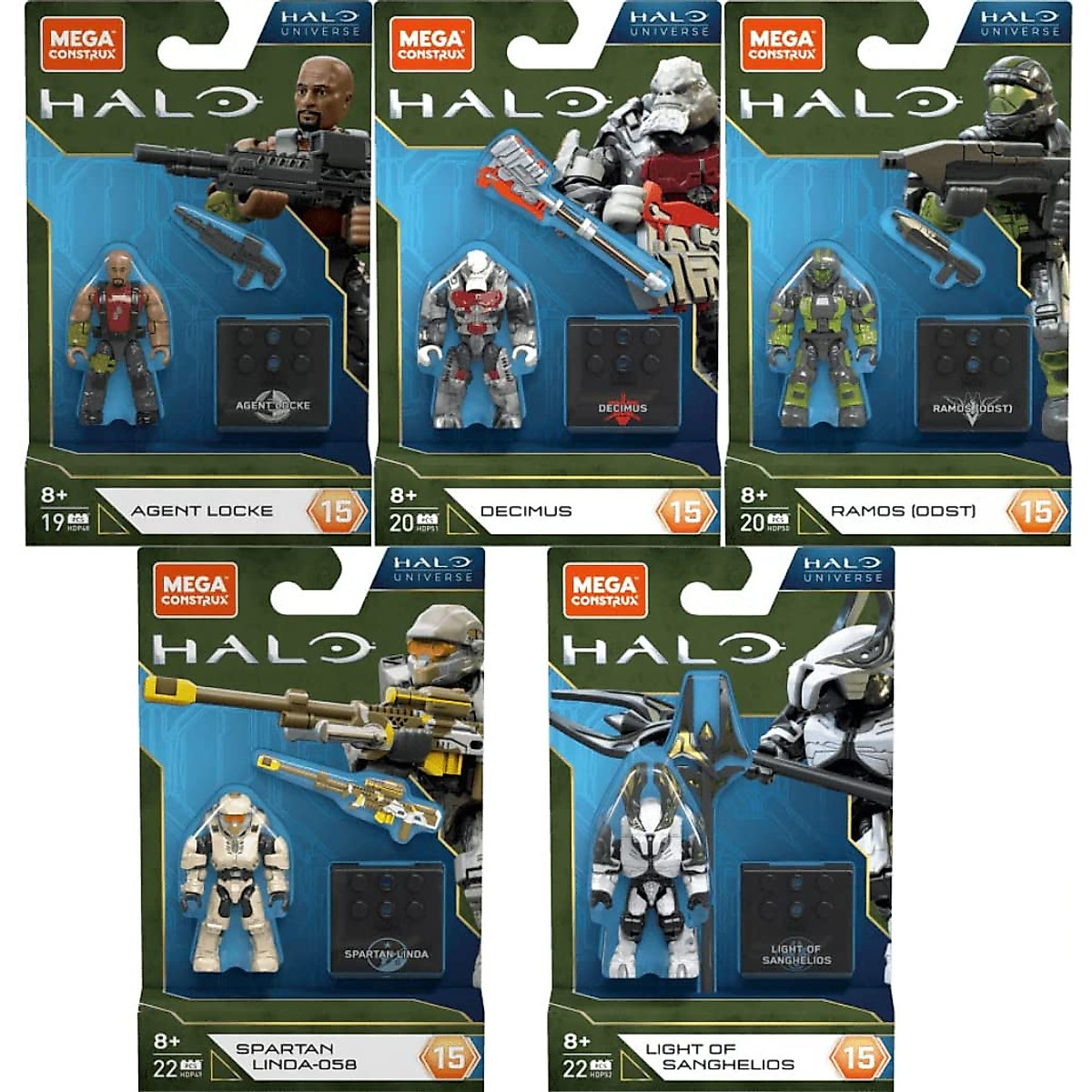 Mega Construx Halo Heroes Series 15 Complete Set of 5 Buildable Action Figures
