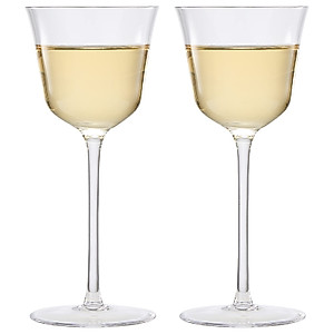 Vintage Crystal Nick & Nora/Wine Coupe Glasses - Set of 2 - Clear Radiance - Cocktails, Wine, Whiskey, Gin, Cocktail Glass - Hand Blown Classy Glass - Timeless Art Deco Design - Long Stemmed (5 OZ)