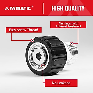 YAMATIC Pressure Washer Adapter, Metric M22-14mm Female to M22-15mm Male Fitting, Connect M22-15mm Pressure Washer Hose with M22-14mm Outlet Power Washer, 4000 PSI, 1PCS