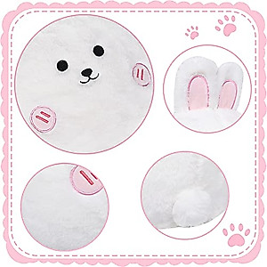 Achwishap Cute Rabbit Plush Pillow 11.8", Squishy Bunny Pillow, Sleeping Hugging Pillows, 3D Cony Shaped Back Pillow, Beloved Gifts at Birthday (White Rabbit, 11.8in)