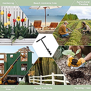 Hand Post Hole Digger - 24'' x 4" Earth Garden Auger Drill with Gloves, Non-Slip Handle, Spiral Drill Planter Bit for Planting Trees, Seedlings, Bedding Plants, Deep Cultivating, Digging Weeds Roots