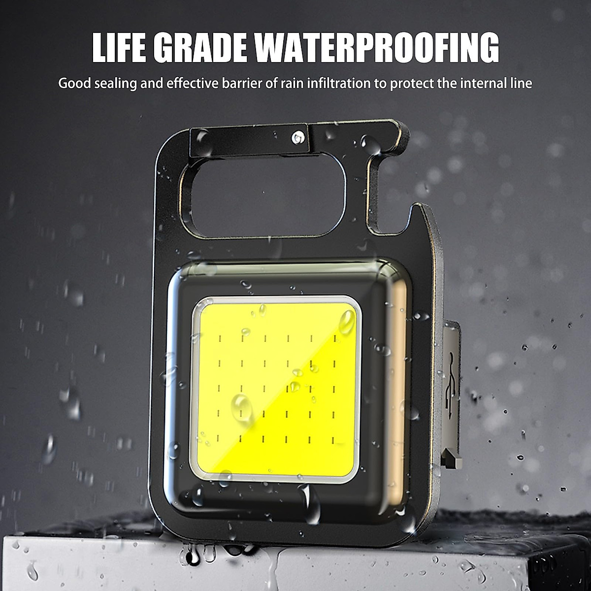 GKmow 2 PCS Car Keychain Light, Portable Mini COB Three-mode Work Light, Foldable Stand Bottle Opener Night Light, Suitable for Car Camping, Long-distance Travel, Home Use (Black)