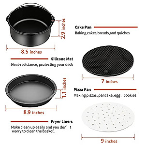 Air Fryer Accessories,13PCS for Ninja COSORI Power XL 5.3QT - 8QT Air Fryer with 9 Inch Cake Barrel