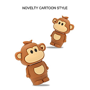 Cute Monkey USB Flash Drive, Cartoon Animal Monkey Thumb Drive, Pendrive Memory Thumb Stick, Gifts for School Students Kids Children Teacher Collegue Employees(128GB)