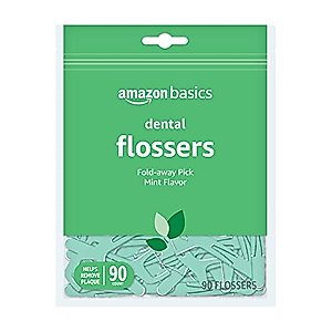 Amazon Basics Mint Dental Flossers, 90 Count, 1 Pack (Previously Solimo)