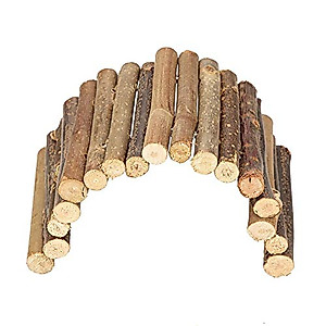 Tnfeeon Hamster Bridge, Wooden Bridge Ladder House Small Animal Chew Toy for Reptile Rodents(M)