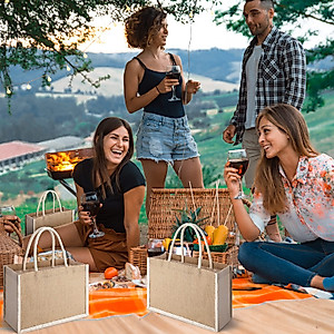 Nuogo 6 Pcs Burlap Gift Bags Jute Tote Bags with Handle Large Reusable Jute Canvas Gift Favors Bag for Christmas DIY Women Market Grocery Shopping, Beach Trip, Mother Bridesmaid Wedding