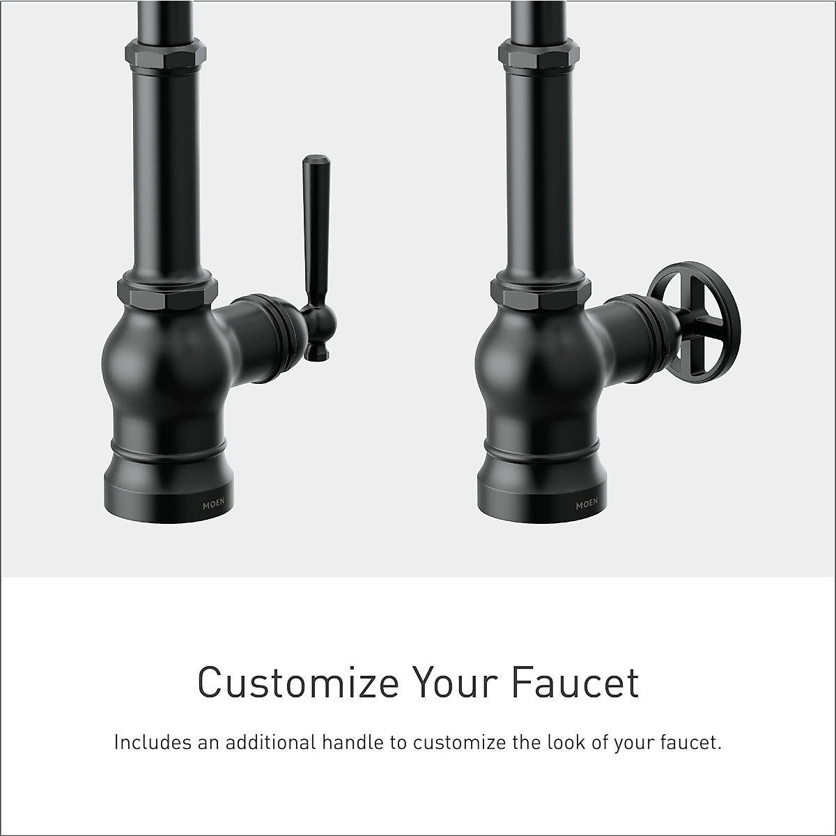 Moen S52003BL Paterson One-Handle Pulldown Bar Faucet with Power Clean, Includes Interchangeable Handle, Matte Black