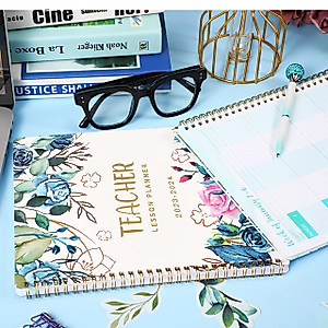 Teacher Planner 2023-2024 - 2023-2024 Weekly & Monthly Lesson Plan Book, July 2023 - June 2024, 8" x 10", Academic Planner 2023-2024 with Twin-Wire Binding for Teachers - Ink-painting Roses