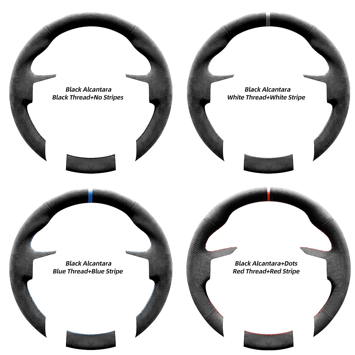 Alfanxi Hand Stitch Sewing Italy Alcantara Car Steering Wheel Cover Wrap Compatible with Toyota Land Cruiser Prado/Tacoma/Tundra/Sequoia/4Runner (Black Thread)