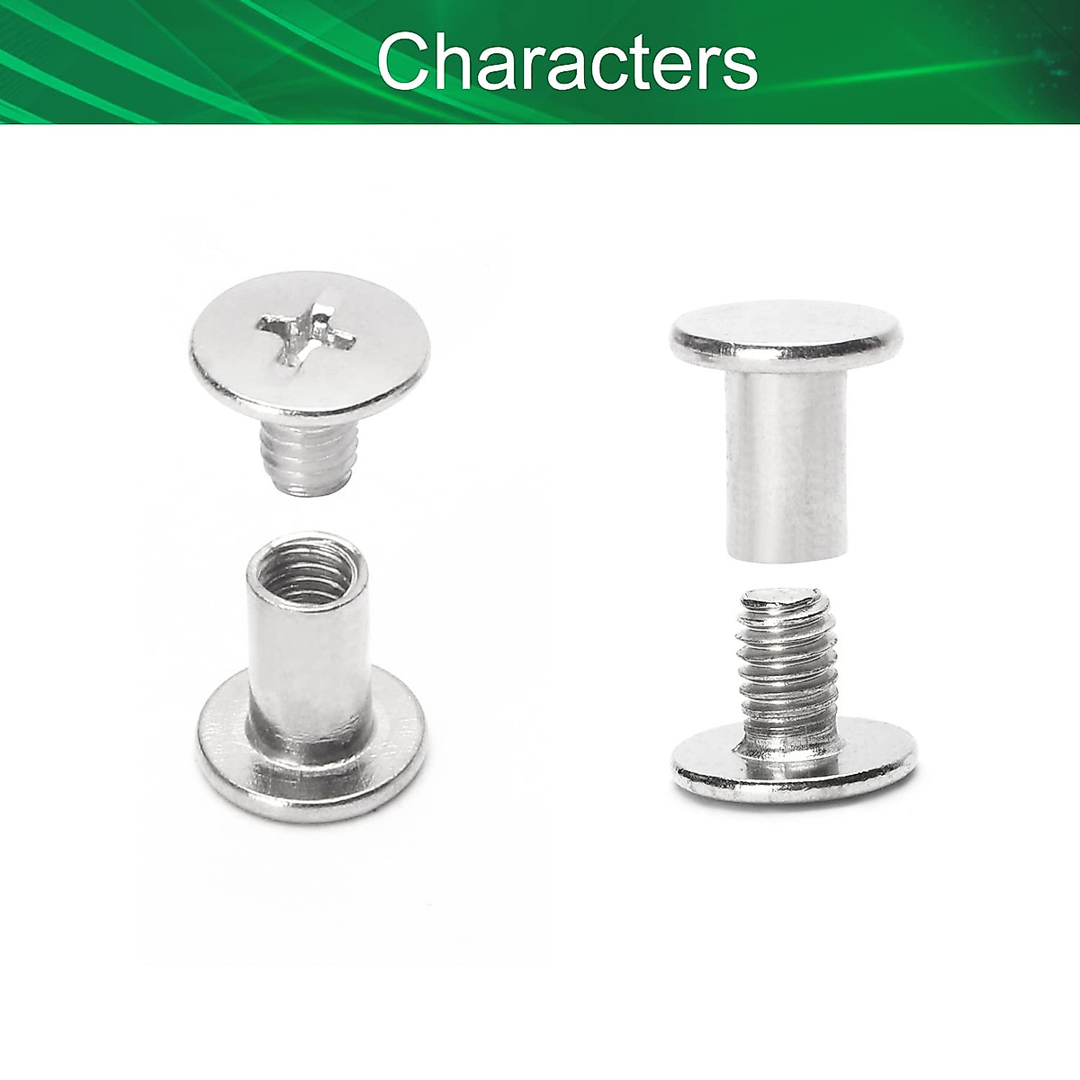 Yinpecly 25Pcs Female M5x8mm Carbon Steel Screw Post Silver Belt Buckle Binding Bolts Leather Fastener Fit for 3/16"(5mm) Hole Dia