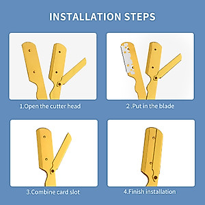 Professional Barber Straight Edge Razor, Men's Straight Shaving Razors for Barbershop Salons Close Shaving Beard Mustache Shaving Grooming (Gold)