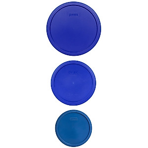 Pyrex (1) 7401-PC 3-cup Lake Blue Lid & (1) 7402-PC 7-cup Cadet Blue Lid & (1) 7403-PC 10-cup Cadet Blue Lid