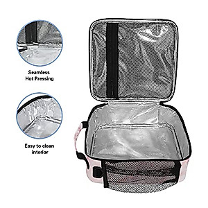 Lunch Bags for Boys Girls, Pink Marble Pattern Reusable Insulated Lunch Box Thermal Meal Tote Kit, Lunch Cooler Bag Organizer with Adjustable Shoulder Strap