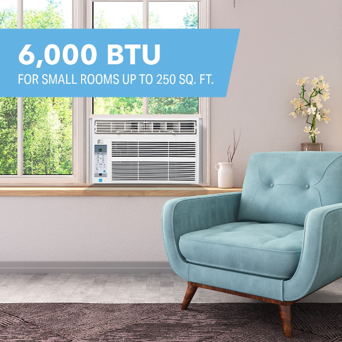 PerfectAire 6,000 BTU 115-Volt Energy Star Window Air Conditioner with Full-Function Remote, Installation Kit, 250 sq. ft.