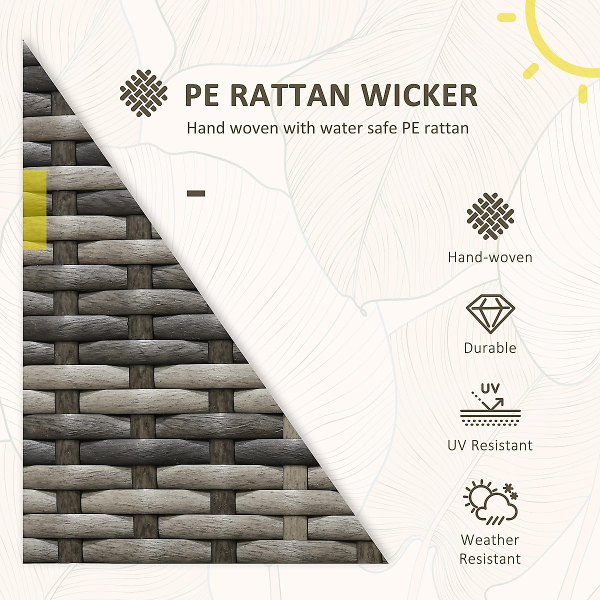 Outsunny 3-Piece Patio Wicker Bistro Set with Cushions, Aluminum Frame Outdoor PE Rattan Conversation Furniture with 2 Rocking Chairs, Slat Top Coffee Table for Porch, Backyard, Garden, Dark Gray