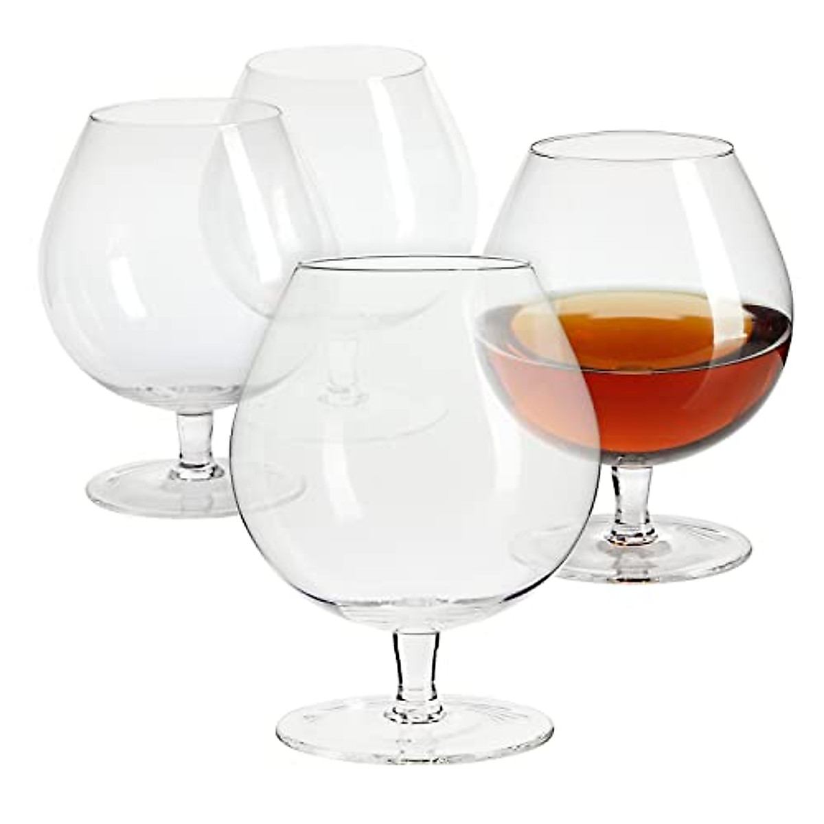 Juvale 30oz Whiskey and Cognac Glasses Set of 4, Clear Brandy Sniffers for Cocktails, Spirits, Beer (4 x 6 In)