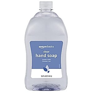 Amazon Basics Gentle & Mild Clear Liquid Hand Soap Refill, Triclosan-free, 56 Fluid Ounces, 1-Pack