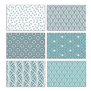 Better Office Products 100-Pack All Occasion Greeting Cards, Assorted Blank Note Cards, 4 x 6 inch, 6 Blue Hue Floral Designs, Blank Inside, with Envelopes, 100 Pack