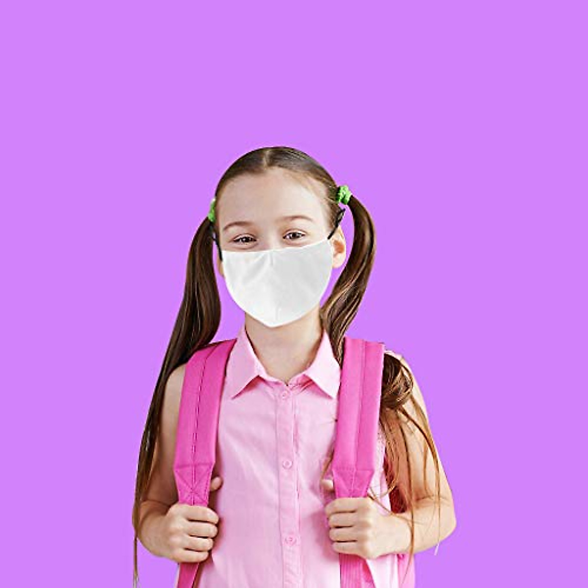 Mallocat 5PC Kids Face_Masks Solid Color Adjustable Resuable Washable Breathable Cotton Face Covring Coverings Bandanas for Children Back to School Cycling