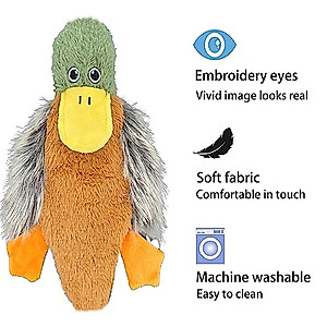 AIMETING No Stuffing Toys 3 Pack, Squeaky Dog Toys for Large Dogs, Plush Toys for Aggressive Chewers, Indestructible Crinkle Paper Duck Dog Toy, Puppy Chew Toys for Teething (Soft Plush)