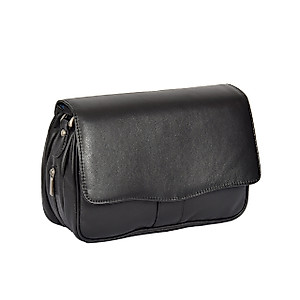 Black Leather Shoulder Bag Womens Classic Flap Over Messenger Casual Handbag Ada