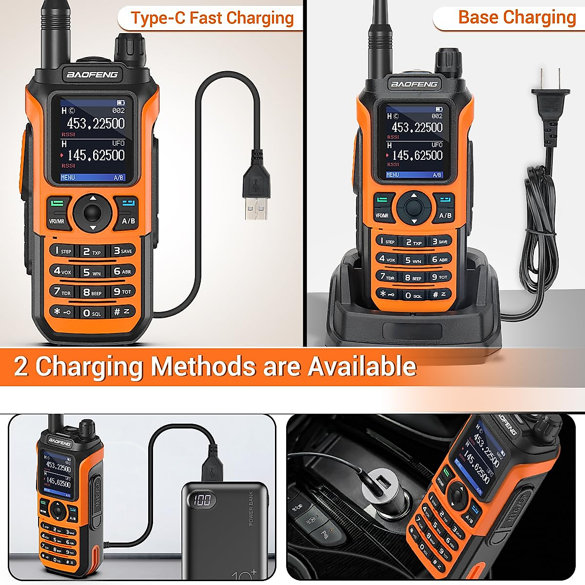 Baofeng UV-5R Upgrade Ham Radio Handheld Dual Band Long Range Two Way Radio for Adults UV-21R Rechargeable Walkie Talkies with Earpiece and AR-771 Orange Antenna Full Kit