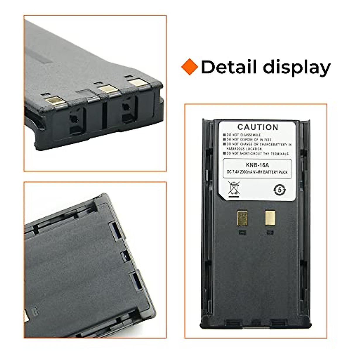 Vineyuan 7.4V 2000mAh KNB-16A Ni-MH Replacement Battery for Kenwood TK-480 TK-380 TK-280 TK-290 TK-190 TK-5400 Two Way Radios