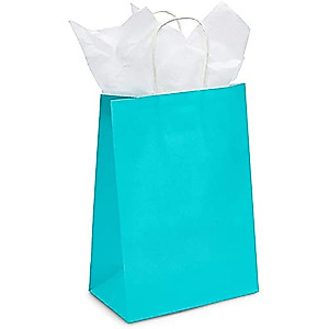 Sparkle and Bash Medium Teal Gift Bags with Handles for Party Favors, Merchandise Bags (36 Pack)
