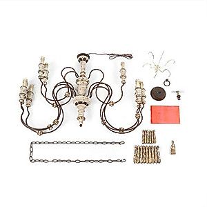 LALUZ Farmhouse Wood Chandeliers for Dining Rooms, 9-Light Distressed French Country Lighting, D39 H38