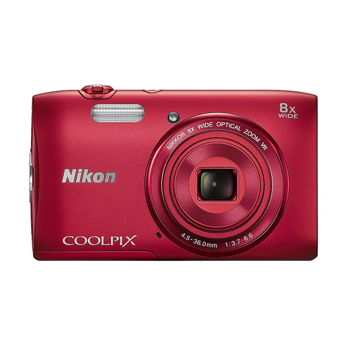 Nikon COOLPIX S3600 20.1 MP Digital Camera with 8x Zoom NIKKOR Lens and 720p HD Video (Red) (Discontinued by Manufacturer)