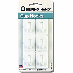 Helping Hand FQ70114 Cup Hooks Self Stick 6Pc, Multi