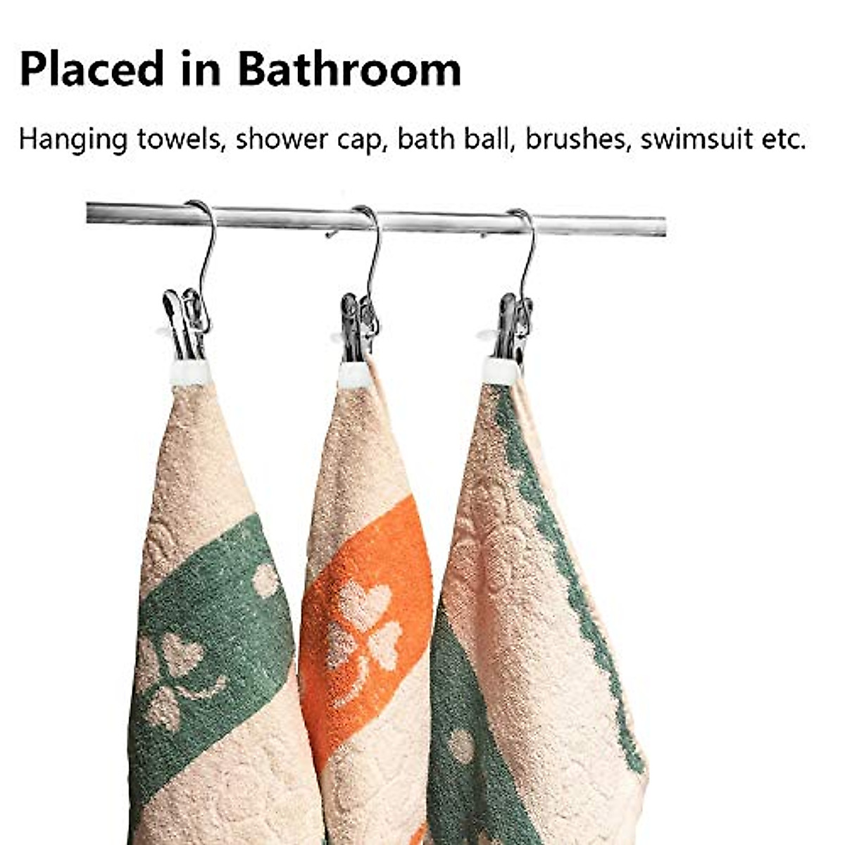 YCLOVE Pant Hangers with Clips Clothes Trousers Jean Skirt Slacks Hangers Boot Clips 360° Swivel Adujstable Clips Non-Slip Stainless Iron Anti-Rust (12 Pack White Laundry Hooks)